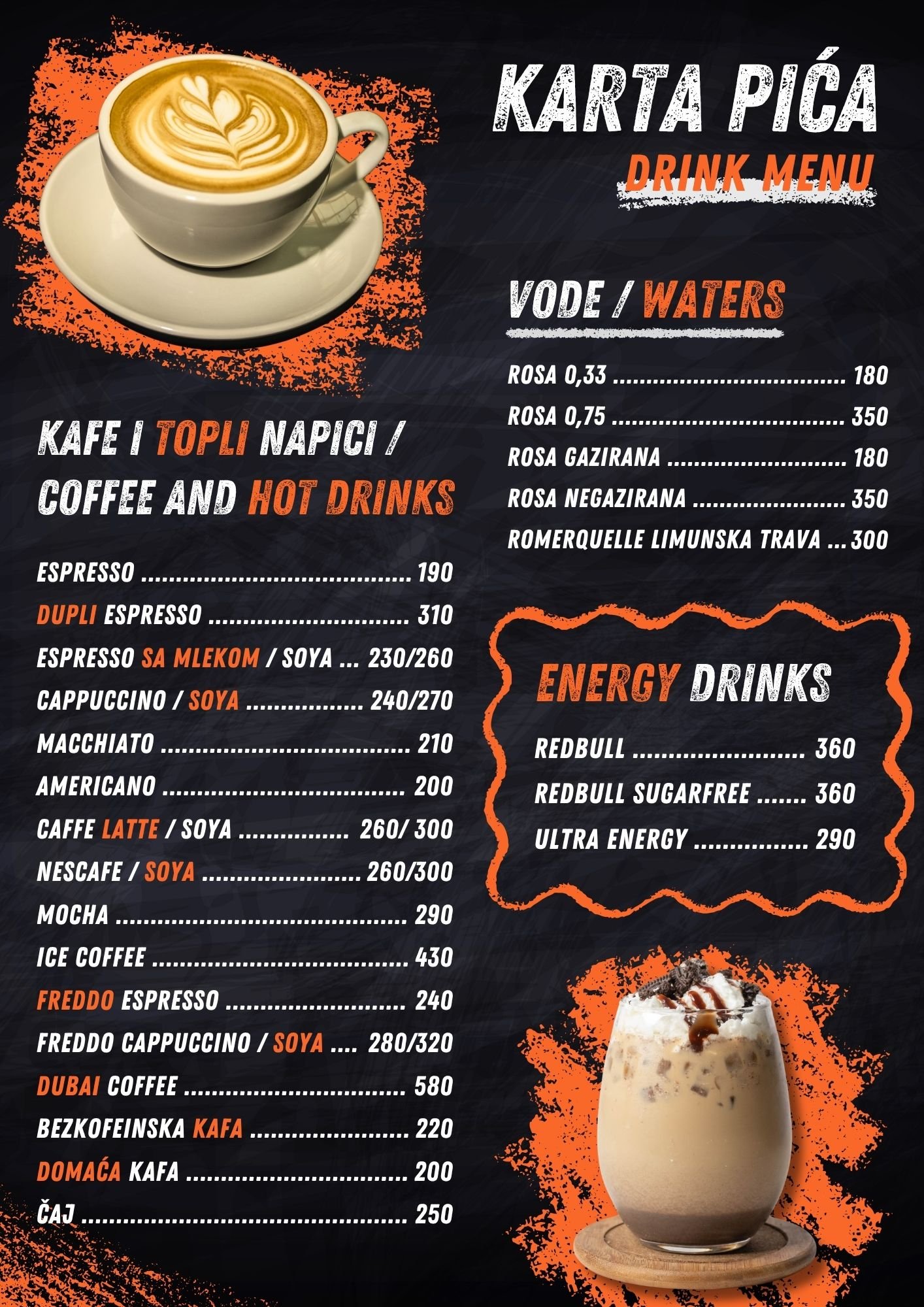 Karta pica - Bunny Restaurant and Bar